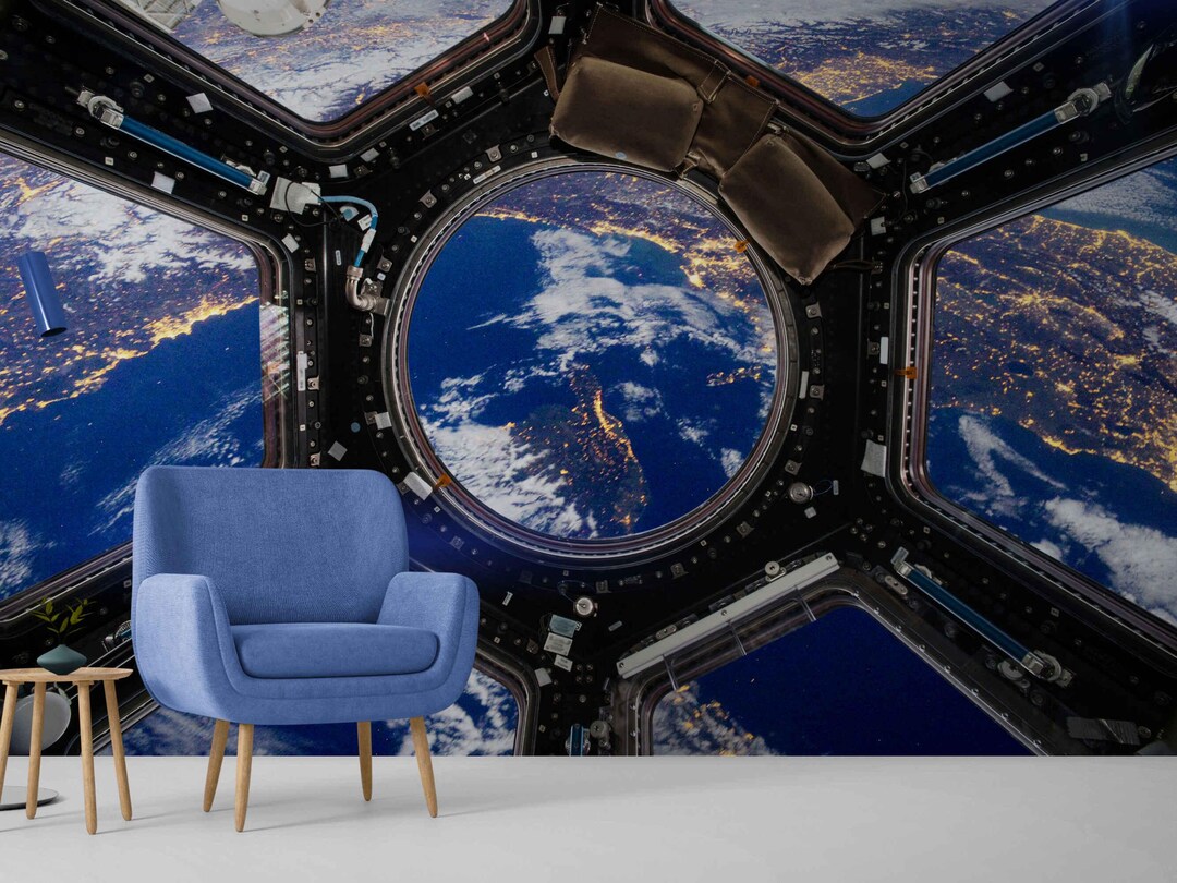 Earth View Space Window Mural – Peel and Stick Wallpaper - Etsy