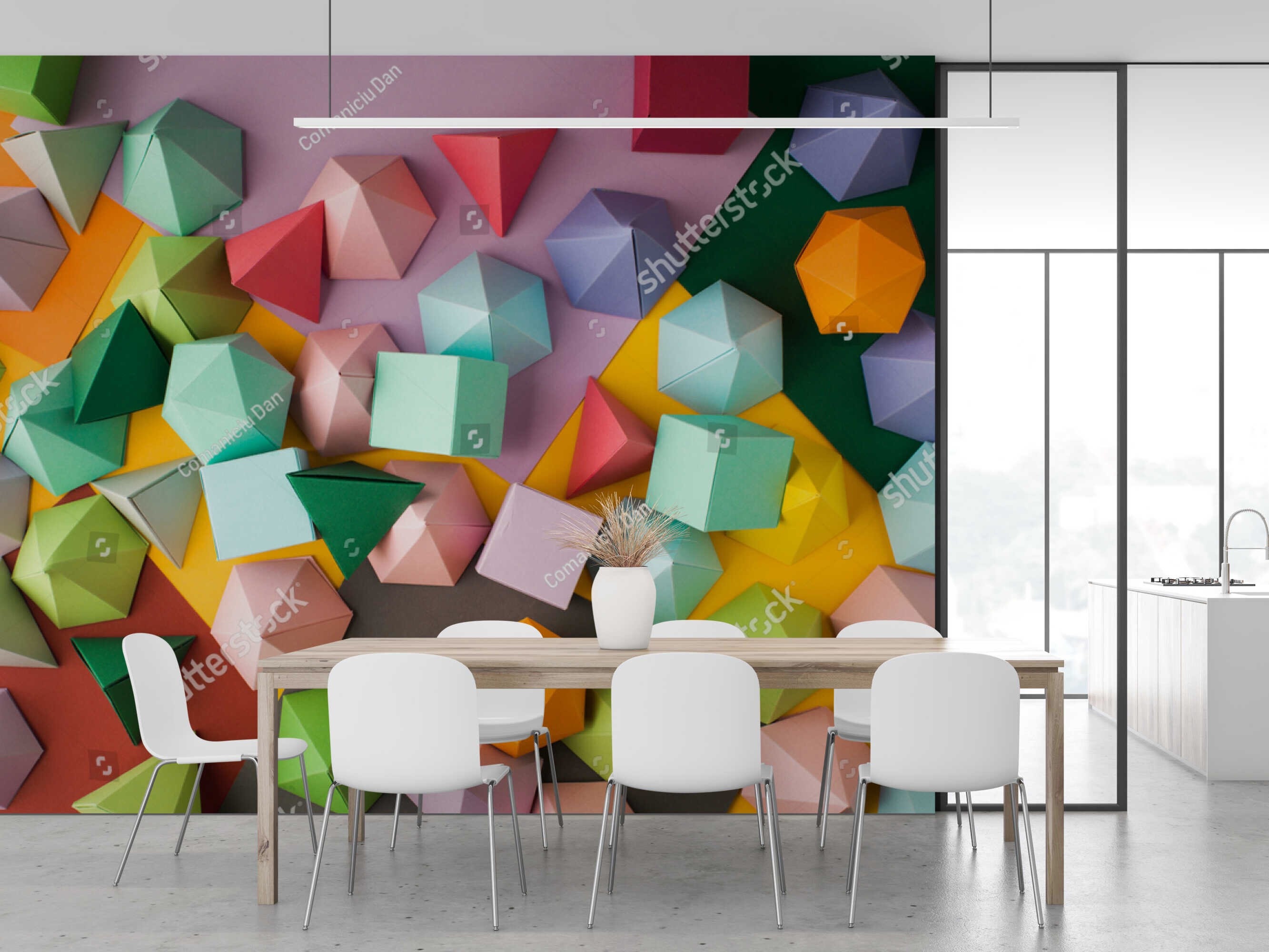 Colorful 3D Photo Wall Paper 3d Geometric Wall Mural Geometric 3d Wall ...