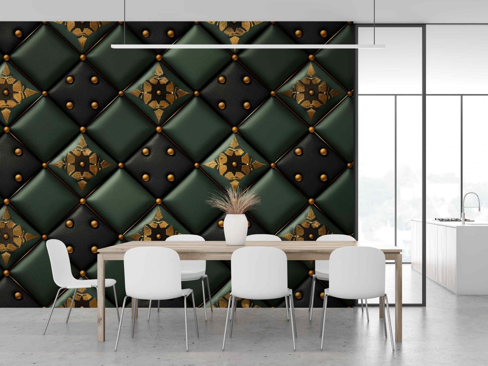 Embossed 3D Tufted Leather Wall Mural – Peel and Stick Diamond Stud ...