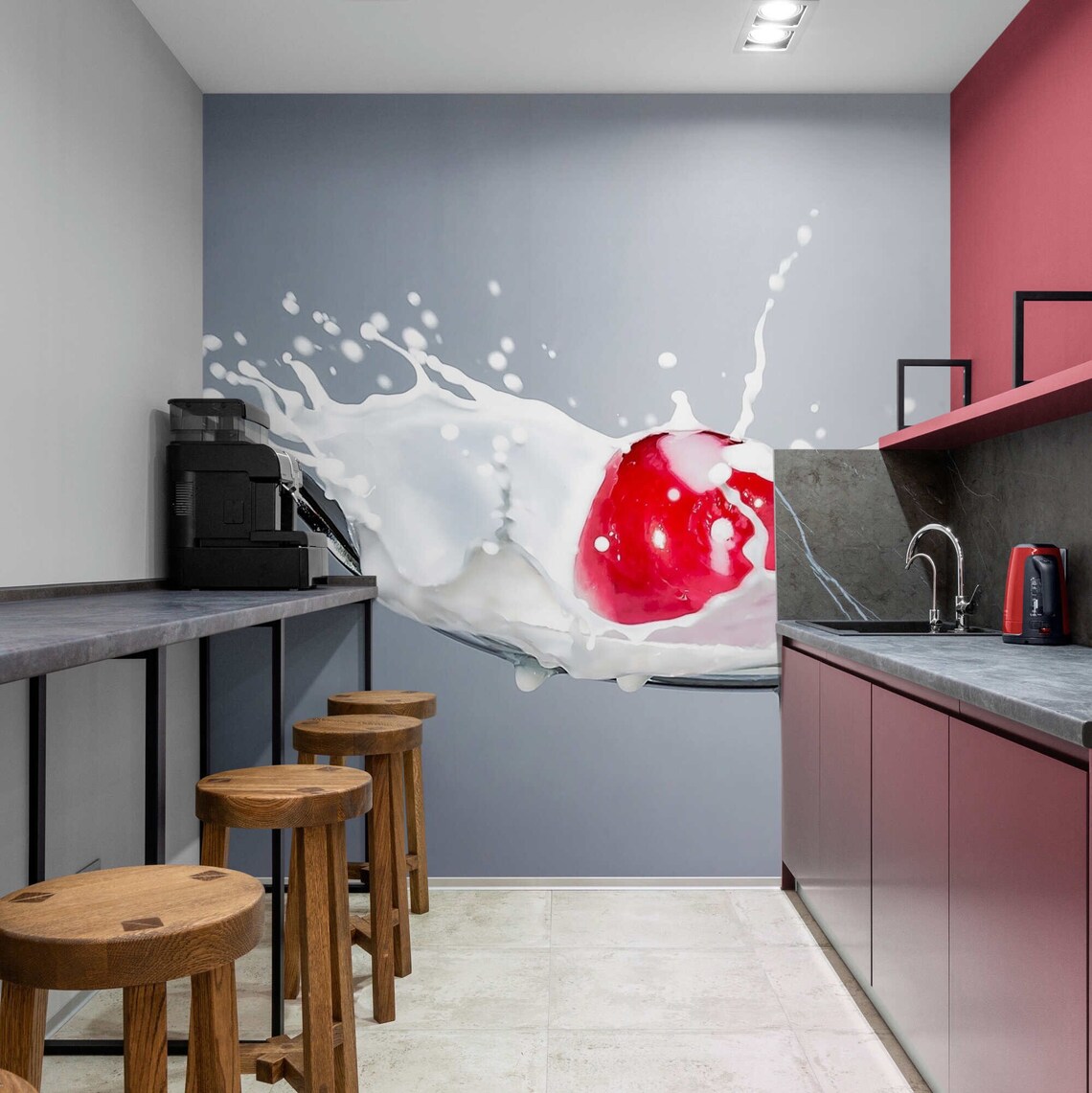 Kitchen Wall Mural Cherry 3D Wallpaper Kitchen Wall Paper Decor Photo ...