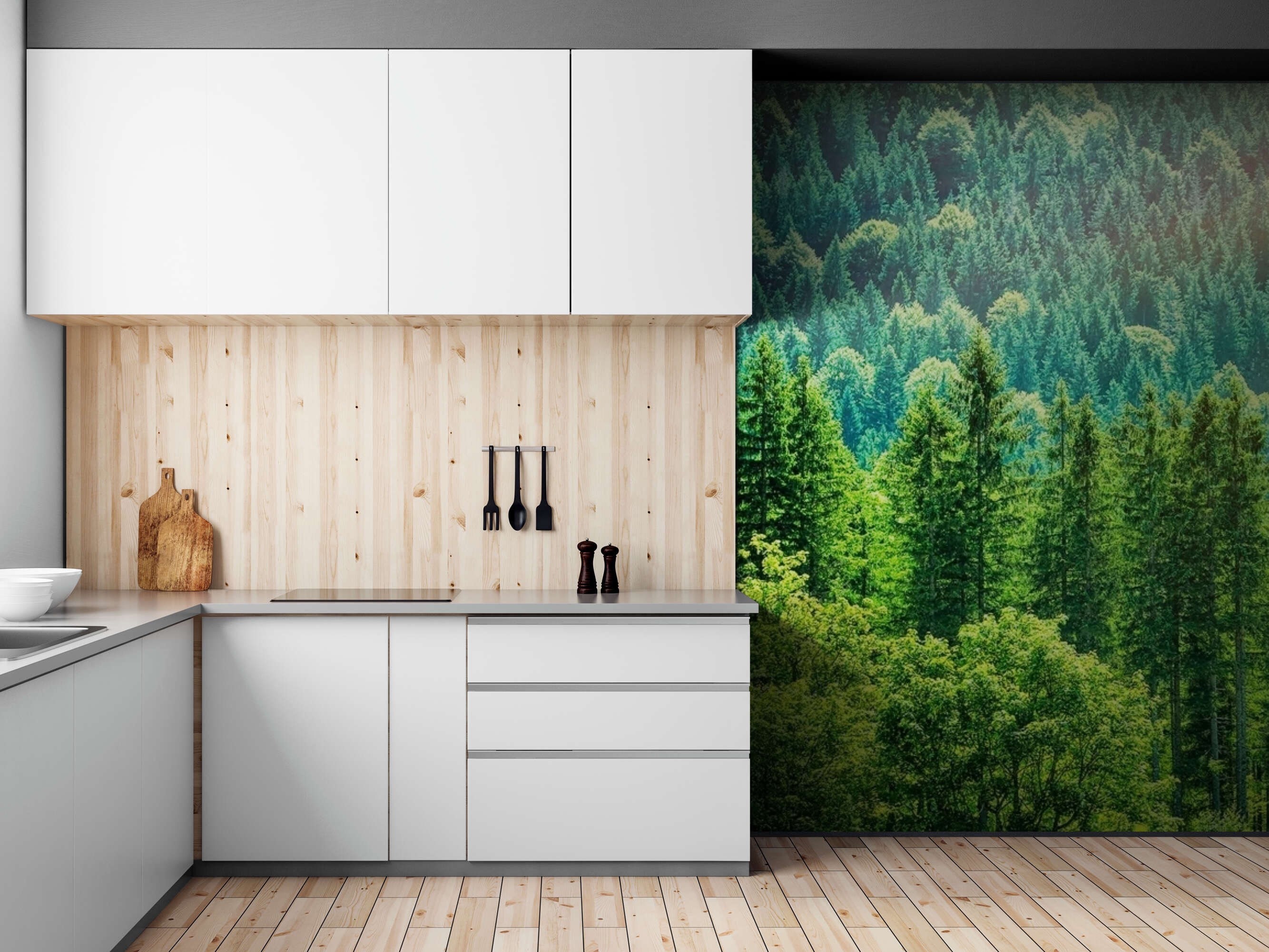 Magic Forest Wall Mural Forest Wallpaper Wall Art Green Fabric - Etsy