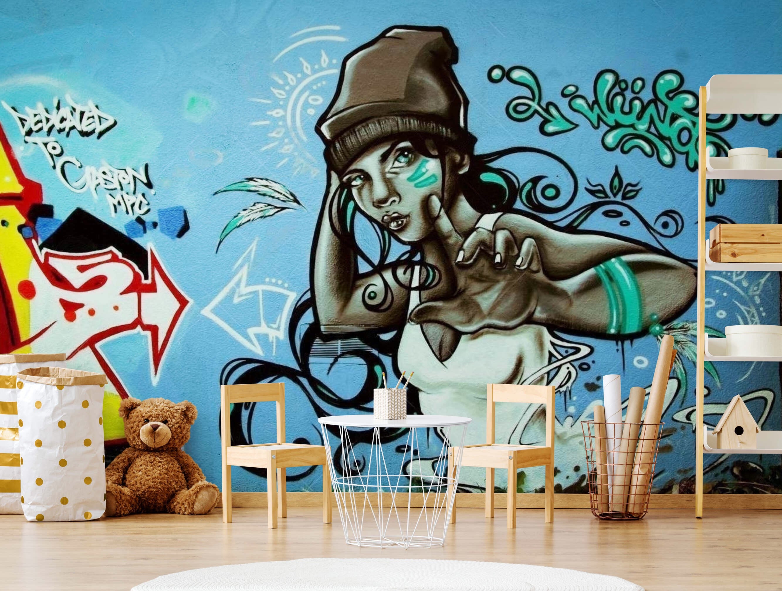 Blue Graffiti Wallpaper Graffiti Wallpaper Graffiti Wallpaper - Etsy