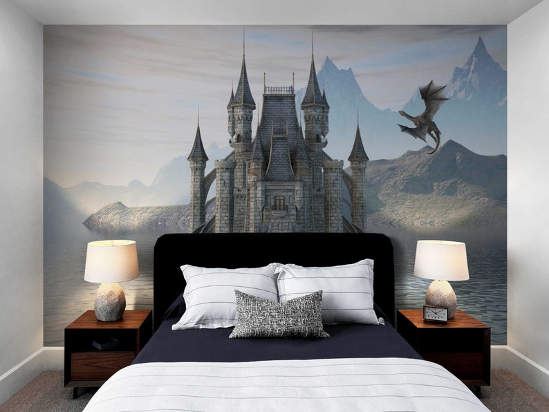 Castle With Dragon Wallpaper Wall Mural Bedroom Wall Paper Home Wall ...