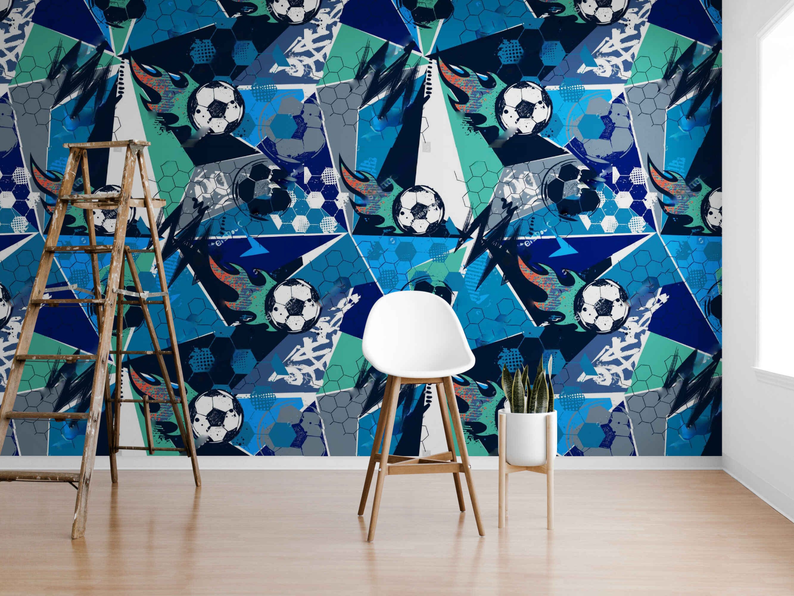 Graffiti Football Wallpaper Mural for Boys Room Decor, Kids Sports ...