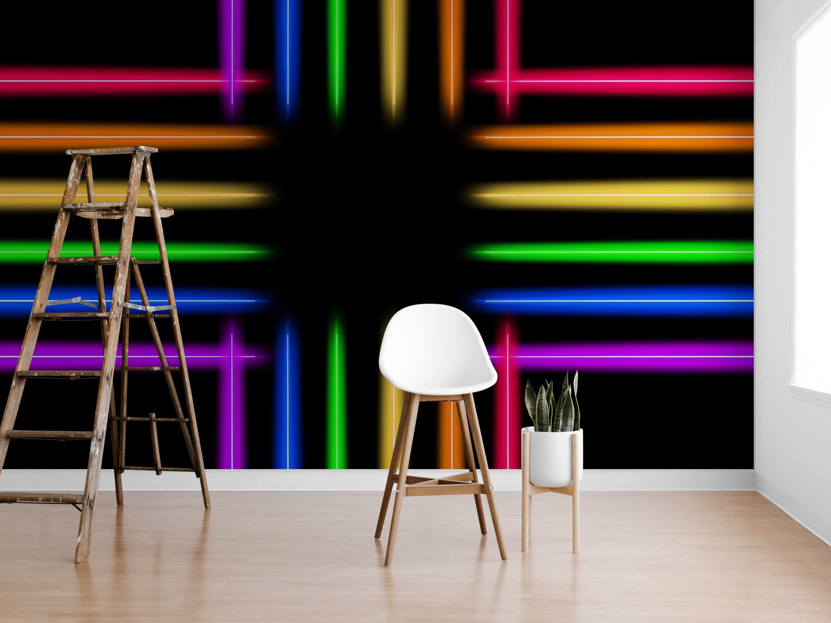 Neon 3d Wallpaper & Wall Mural for Walls, Game Room Decor Ideas, Peel ...