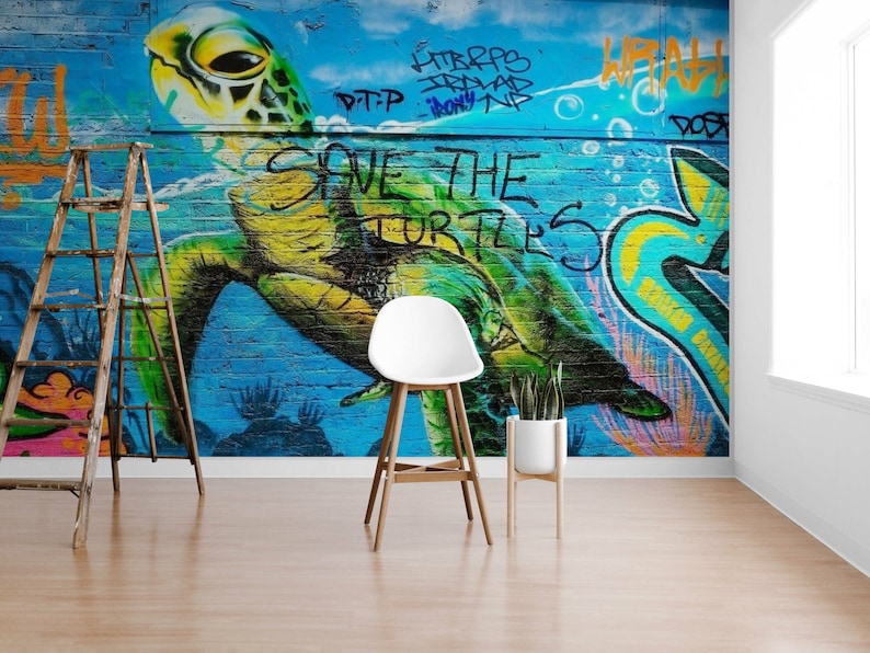 Animals Graffiti wallpaper turtles graffiti wall peel stick graffiti ...