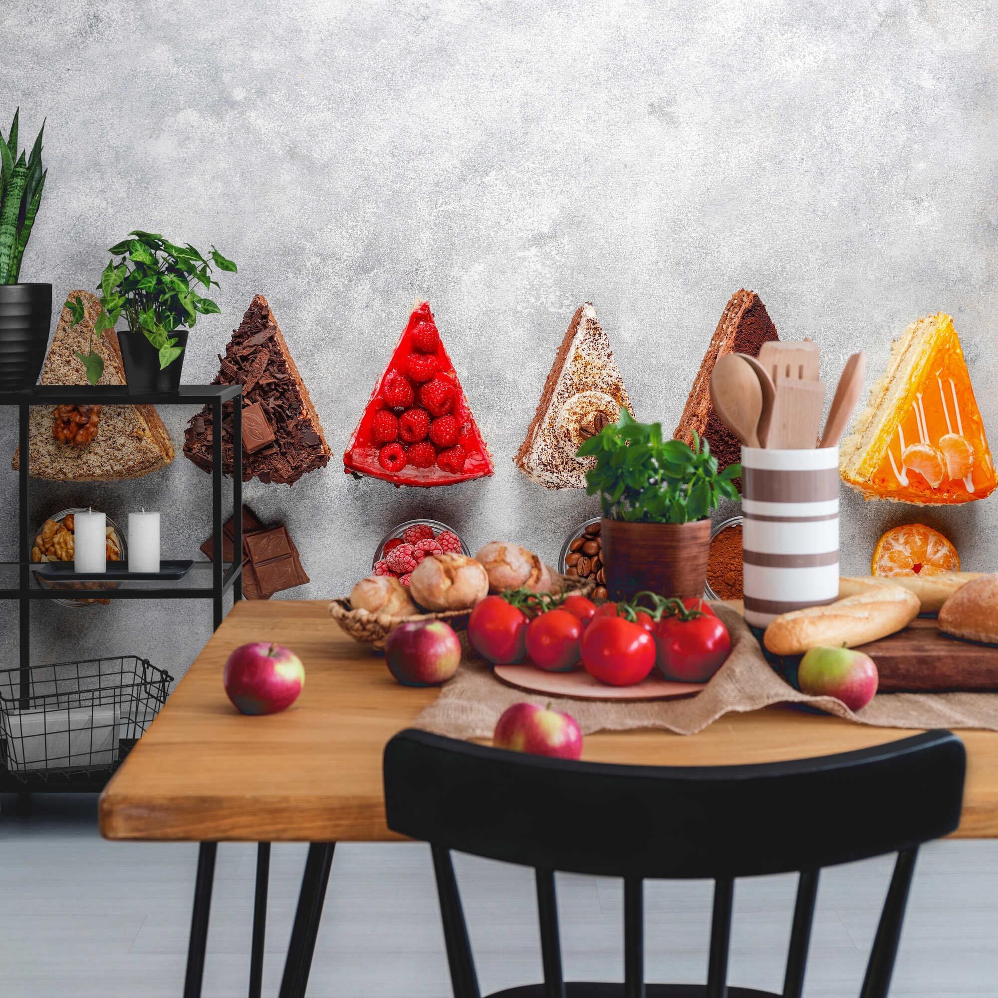 Food-themed Wallpaper for Kitchen Walls - Dessert and Cake-inspired ...