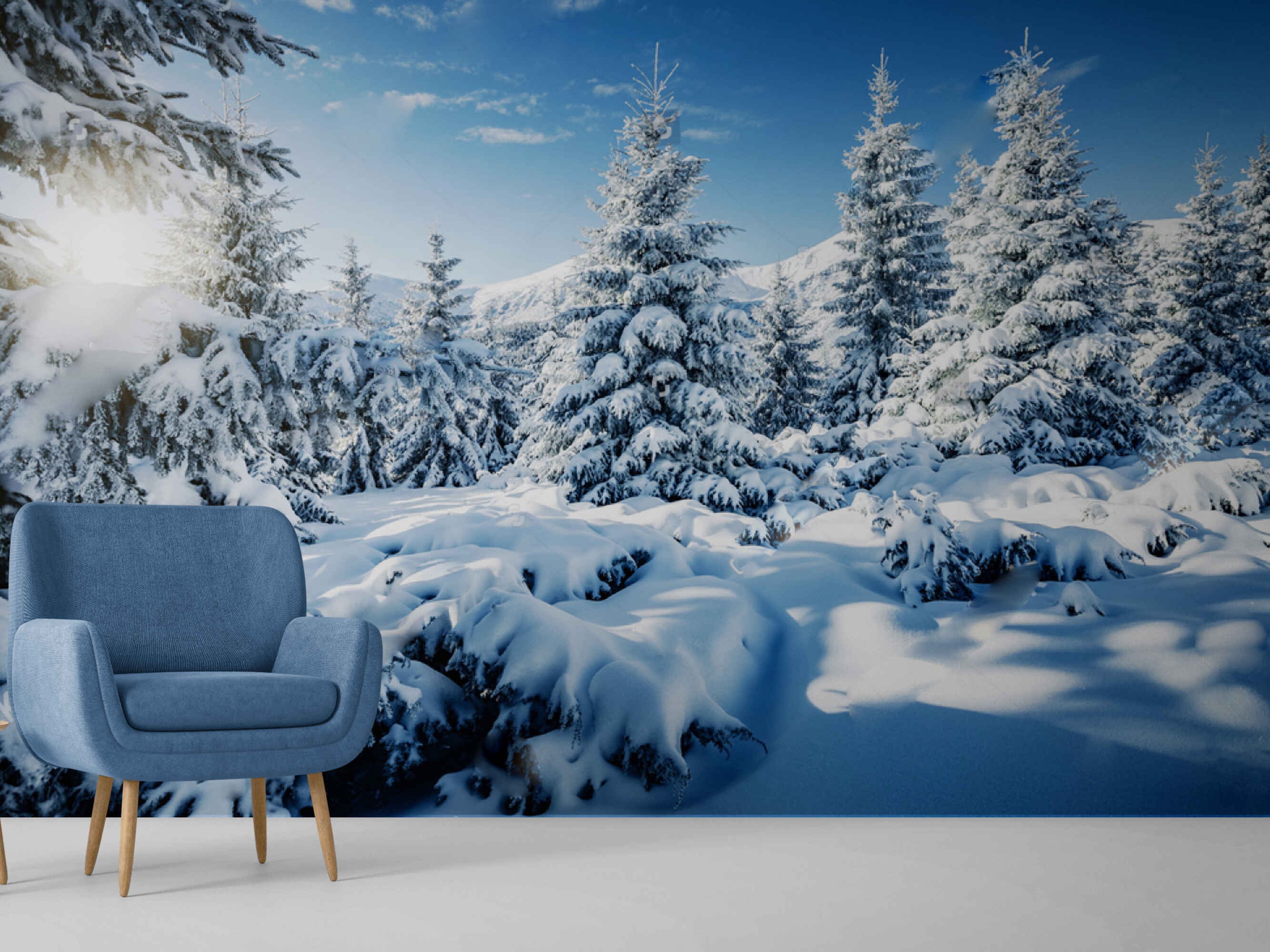 Majestic Winter Wall Mural Snowy Trees Wallpaper Peel Stick Winter ...