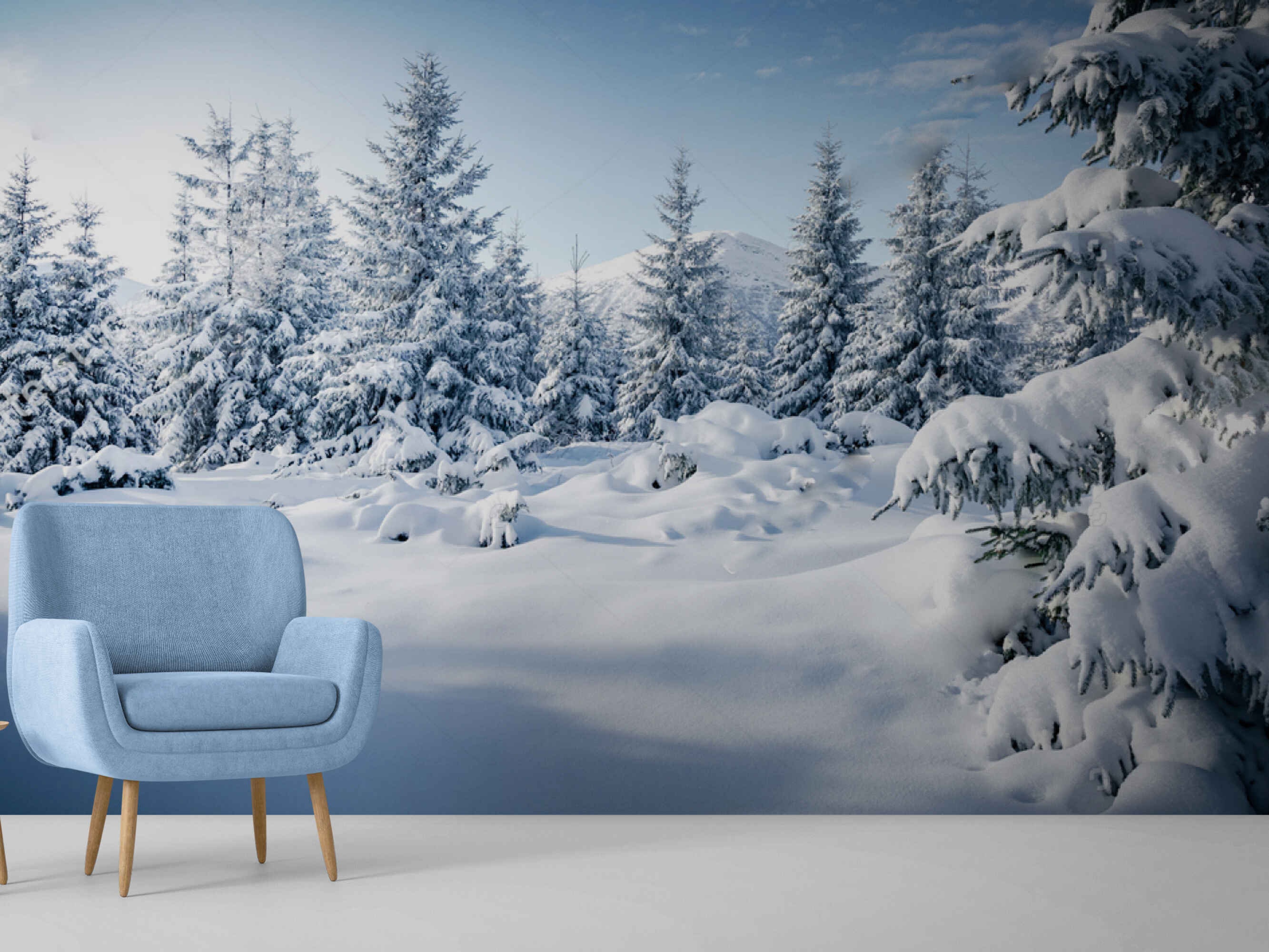 Winter Snovy Forest Trees Wallpaper Peel and Stick, Spruces Tree Wall ...