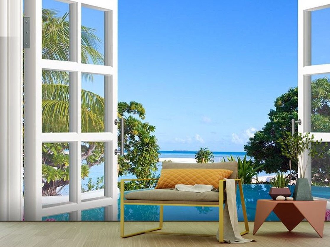 Bedroom 3d Window View Wallpaper, Wallpaper Aesthetic, Wall Art 3D ...