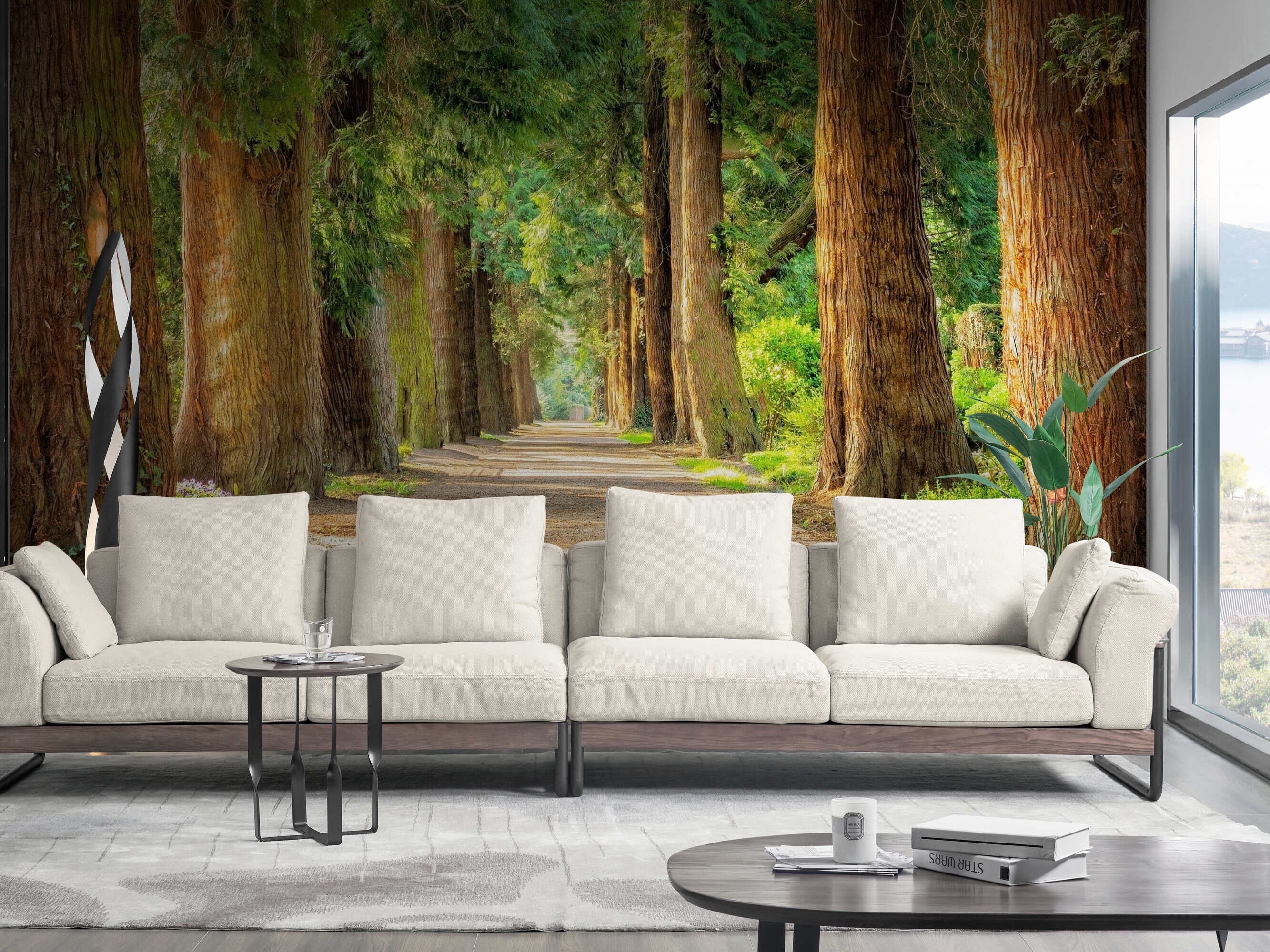 Nature Forest Wallpaper Forest Trees Mural Landscape Scenic Nature ...