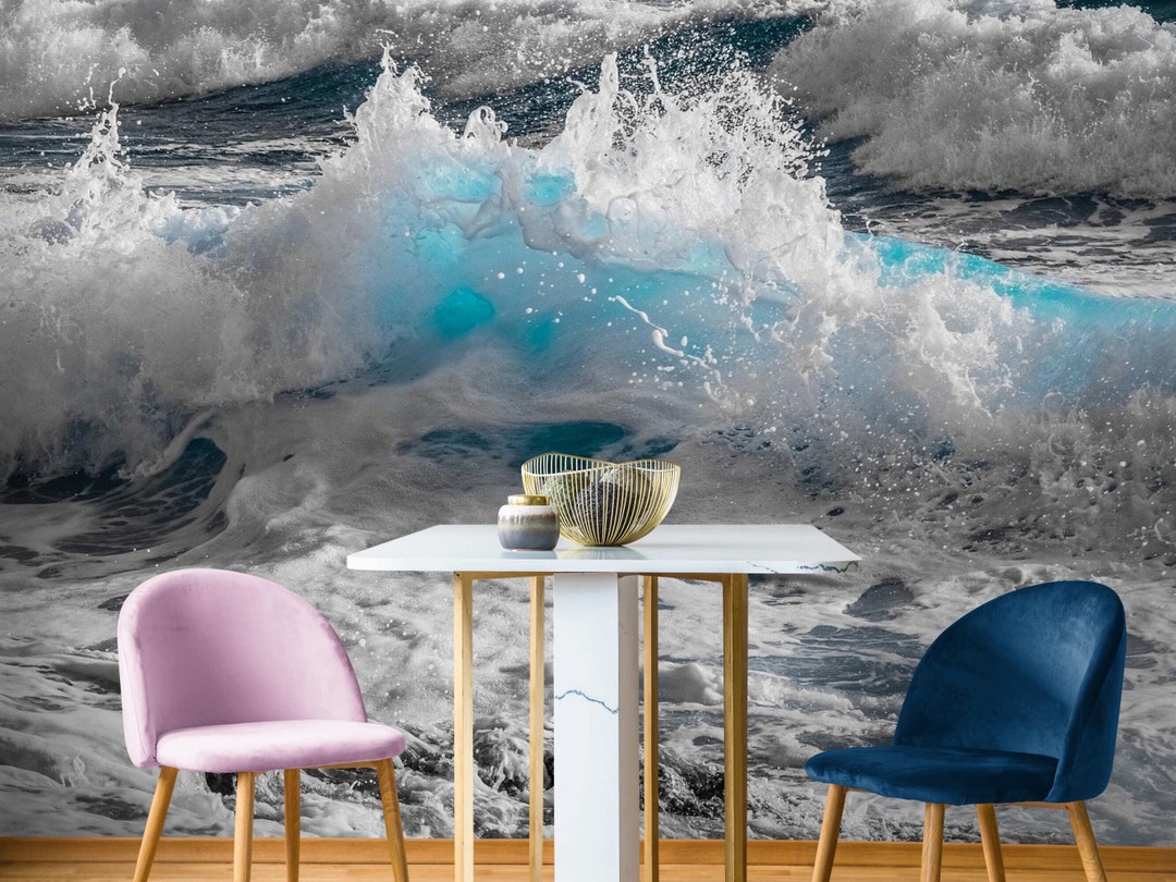 Ocean Wave Wallpaper Mural – Coastal & Nautical Peel and Stick Wall ...