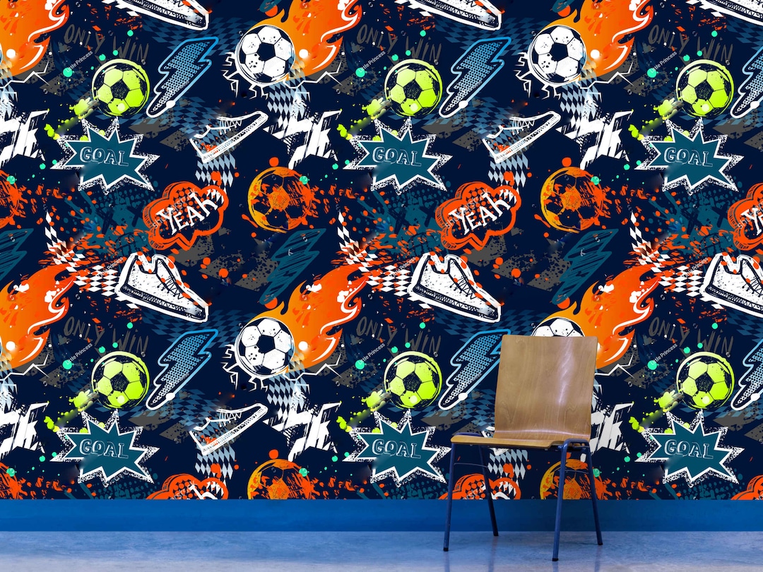 Sport Background Wallpaper, Football Wall Mural Kid's Football Room ...
