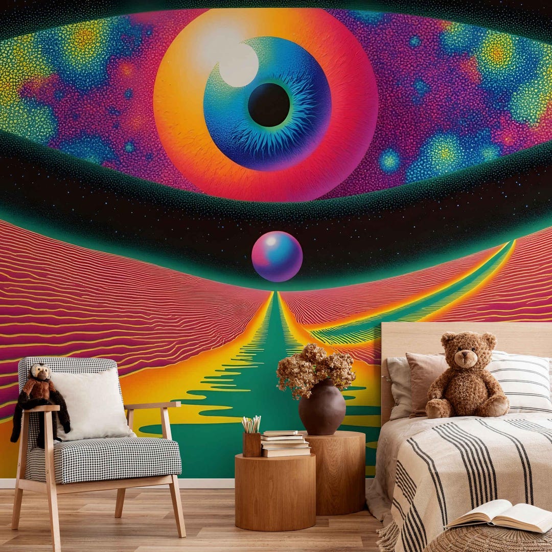 Psychedelic Eye Wall Mural – Cosmic Surreal Peel and Stick Wallpaper - Etsy