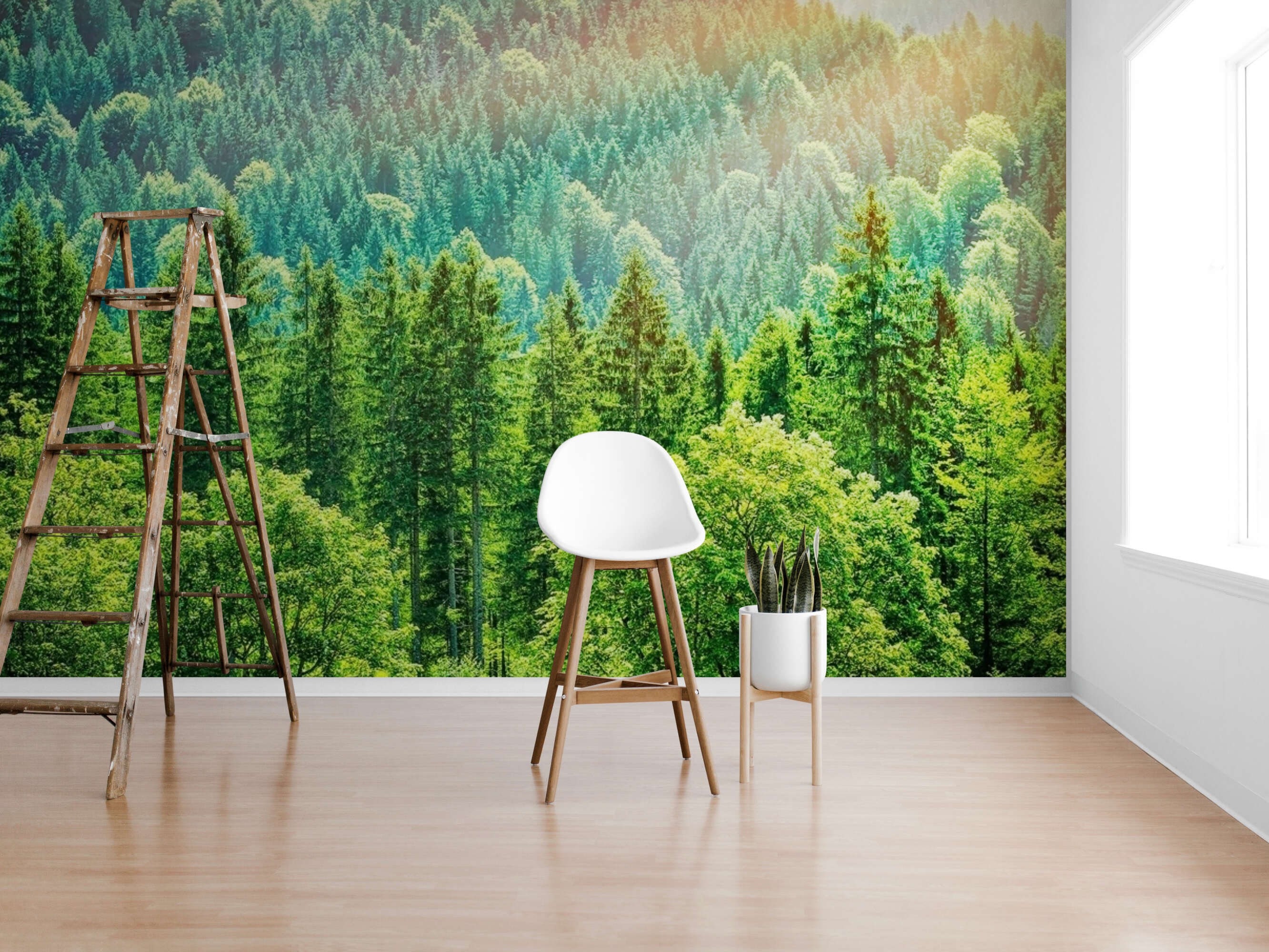 Magic Forest Wall Mural Forest Wallpaper Wall Art Green Fabric - Etsy