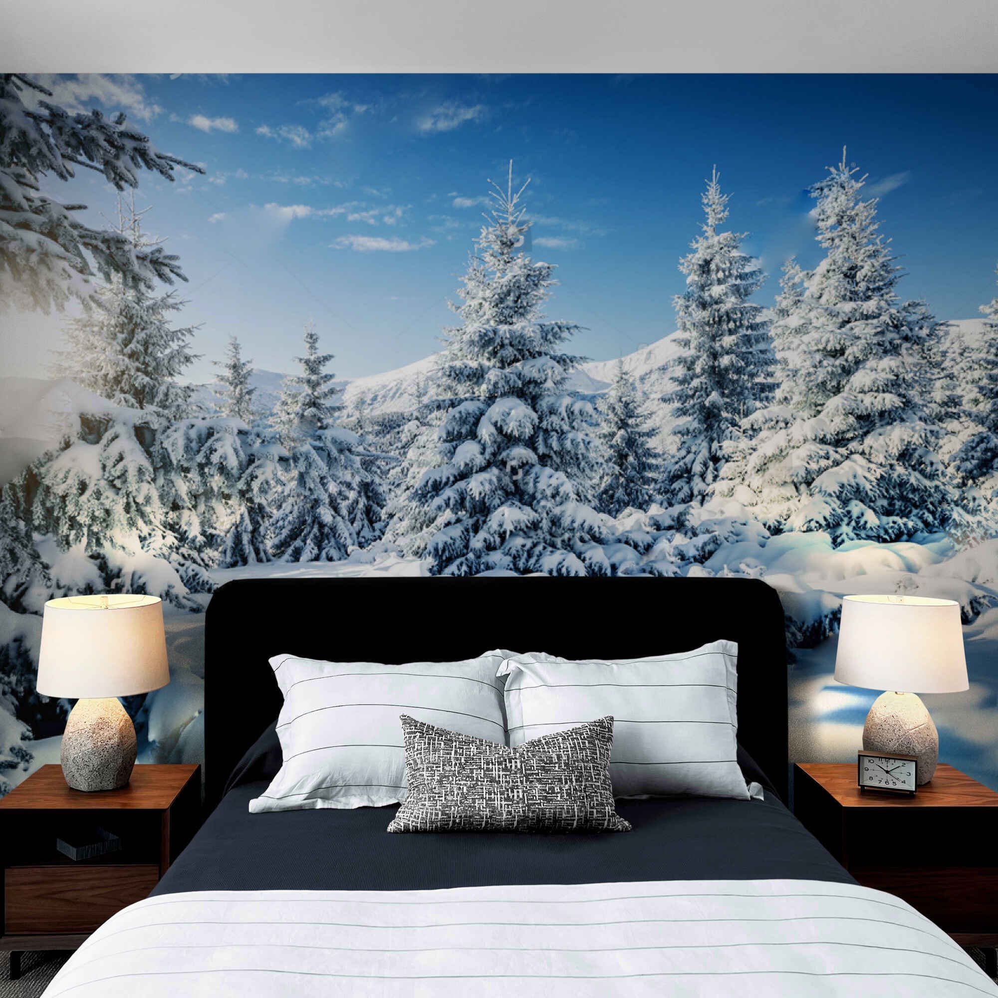 Majestic Winter Wall Mural Snowy Trees Wallpaper Peel Stick Winter ...