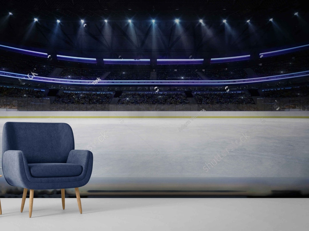 Ice Rink Wall Mural Arena Wallpaper Boys Bedroom Decor Peel and Stick ...