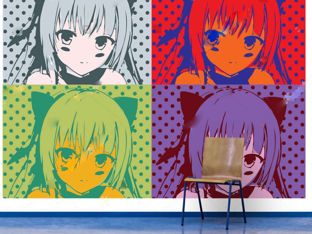 Multicolor Anime Wall Mural Wallpaper Self Adhesive, Custom Removable ...