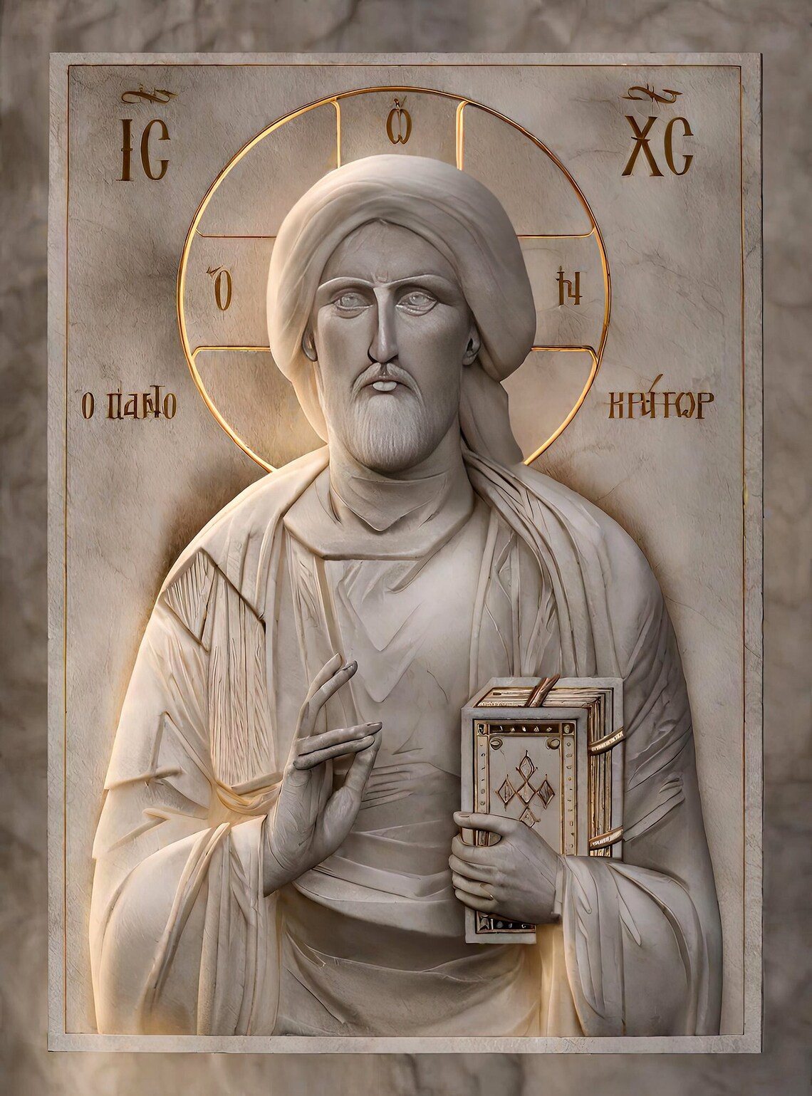 Jesus Christ, Drawing of the Savior, Marble Painting With Gold painting ...