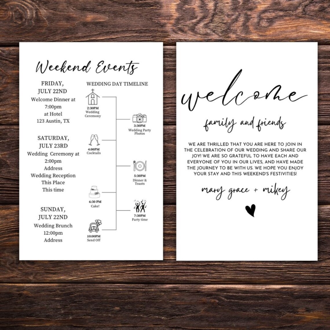 Wedding Weekend Timeline Printable Download MADE IN CANVA | Etsy