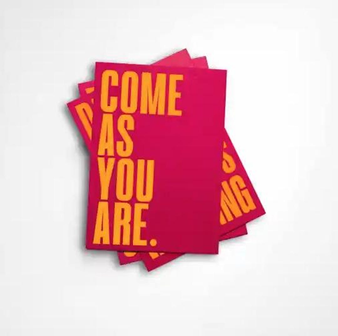 Postkarte COME AS YOU.... A6 Karte, Neon, Grusskarte, Glückwunschkarte ...