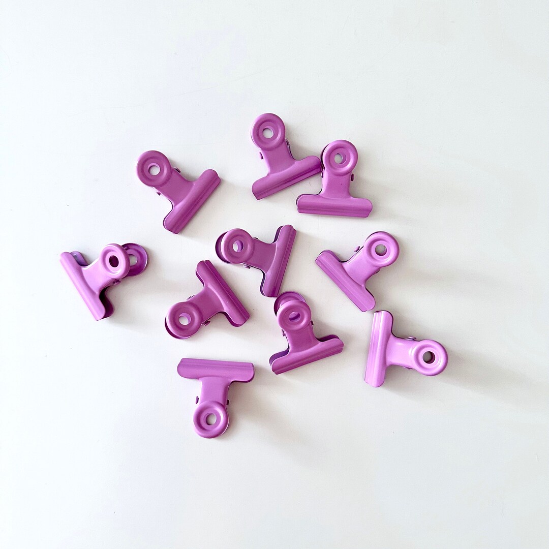 10 Office Clips Violet Matt, Boston Clip, Bulldog Clip, Paper Clip 3 Cm ...