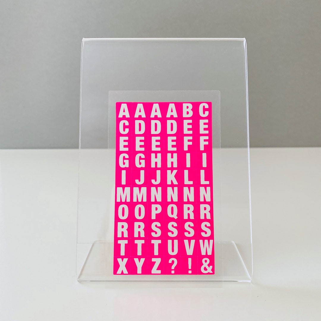 Letters Stickers Neon Alphabet Labels Pink White Calendar - Etsy UK
