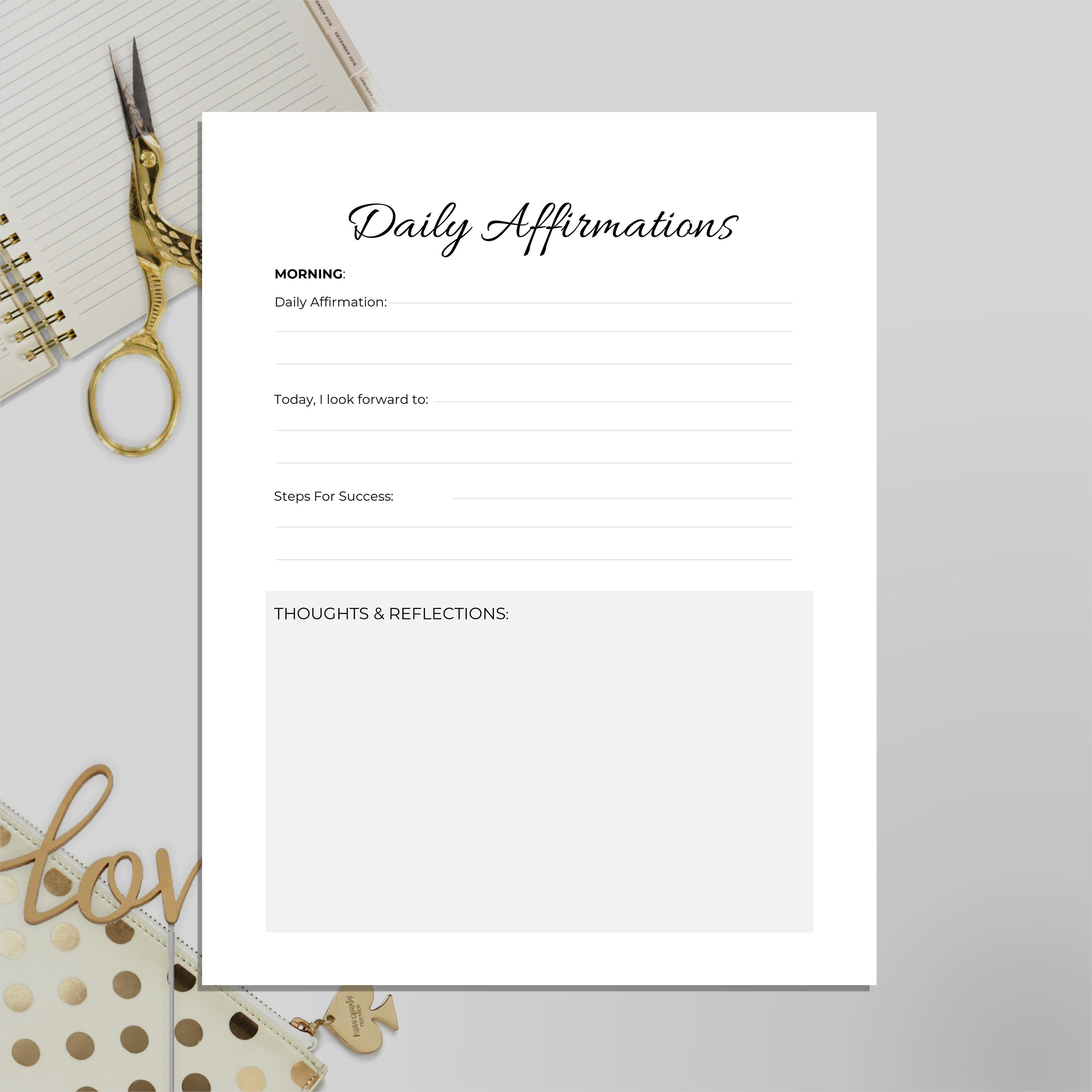 Printable Gratitude Planner for Wellness, Mini Affirmations Journal ...