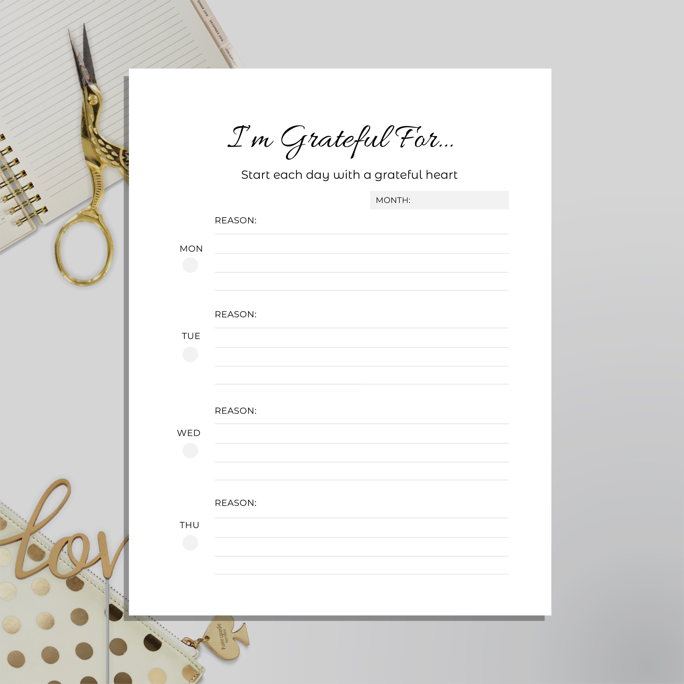 Printable Gratitude Planner for Wellness, Mini Affirmations Journal ...