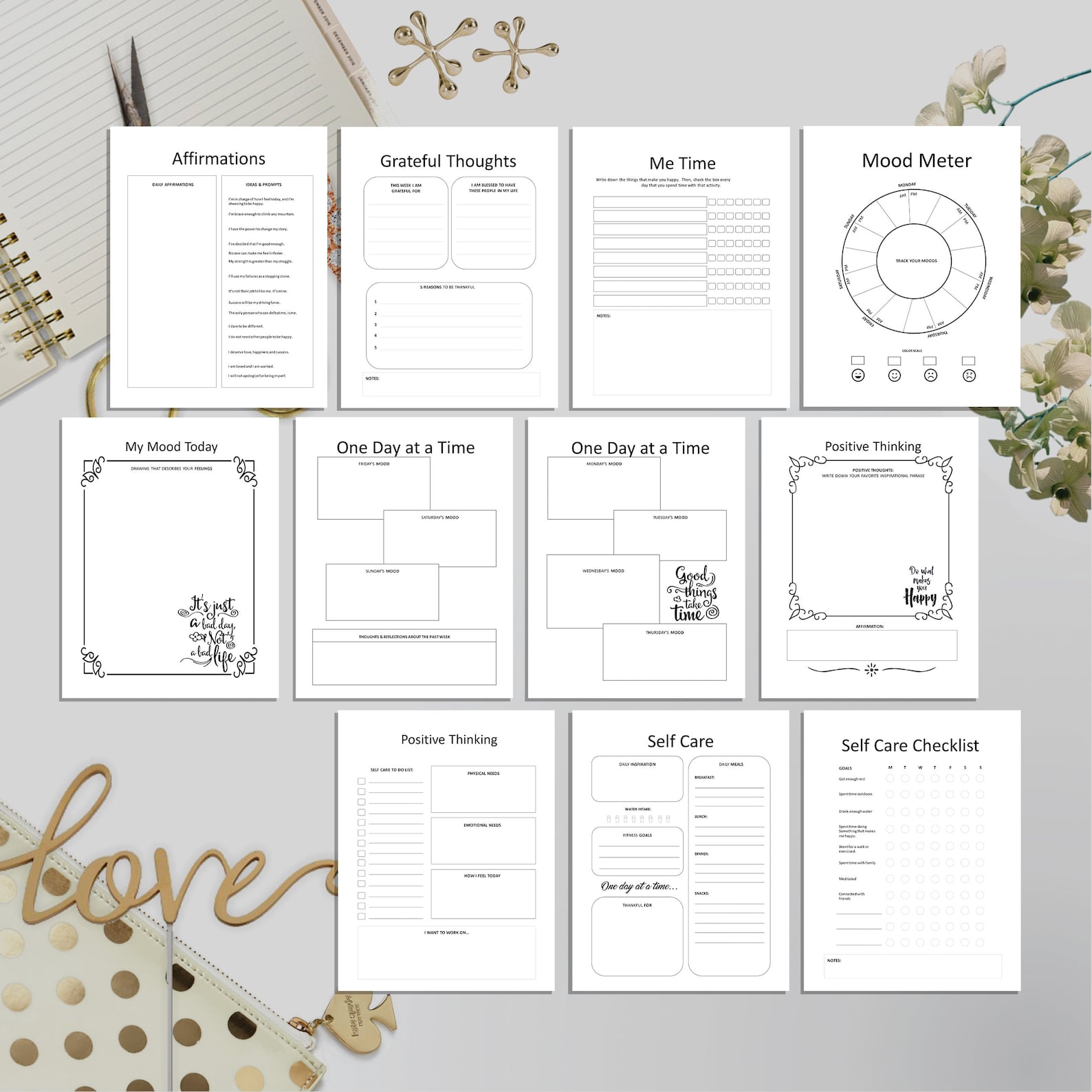 Printable Wellness Planner - Mental Health Journal - Self Care Planner ...