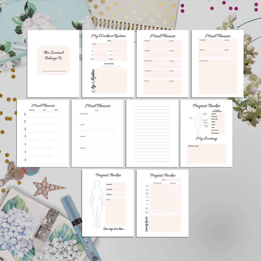 Printable Weight Loss Planner - 30-day Progress Tracker - Weekly Meal ...
