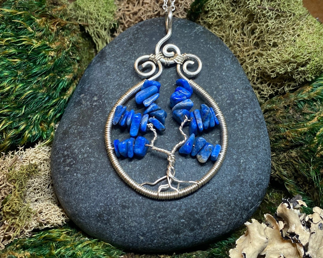 Sodalite Tree of Life Pendant, Viking Jewelry, Yggdrasil Necklace ...