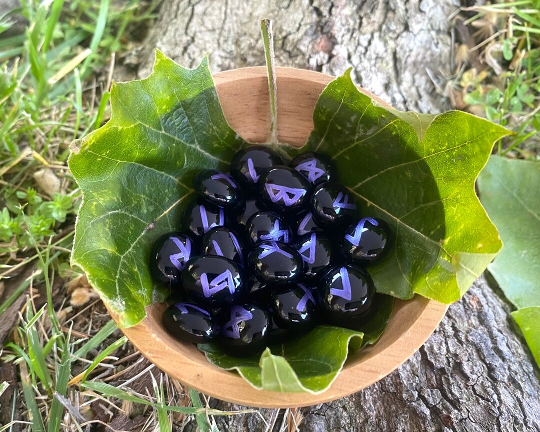 Tiny Black Runes Hand Painted, Runestones, Runes, Rune Set, Runed, Rune ...