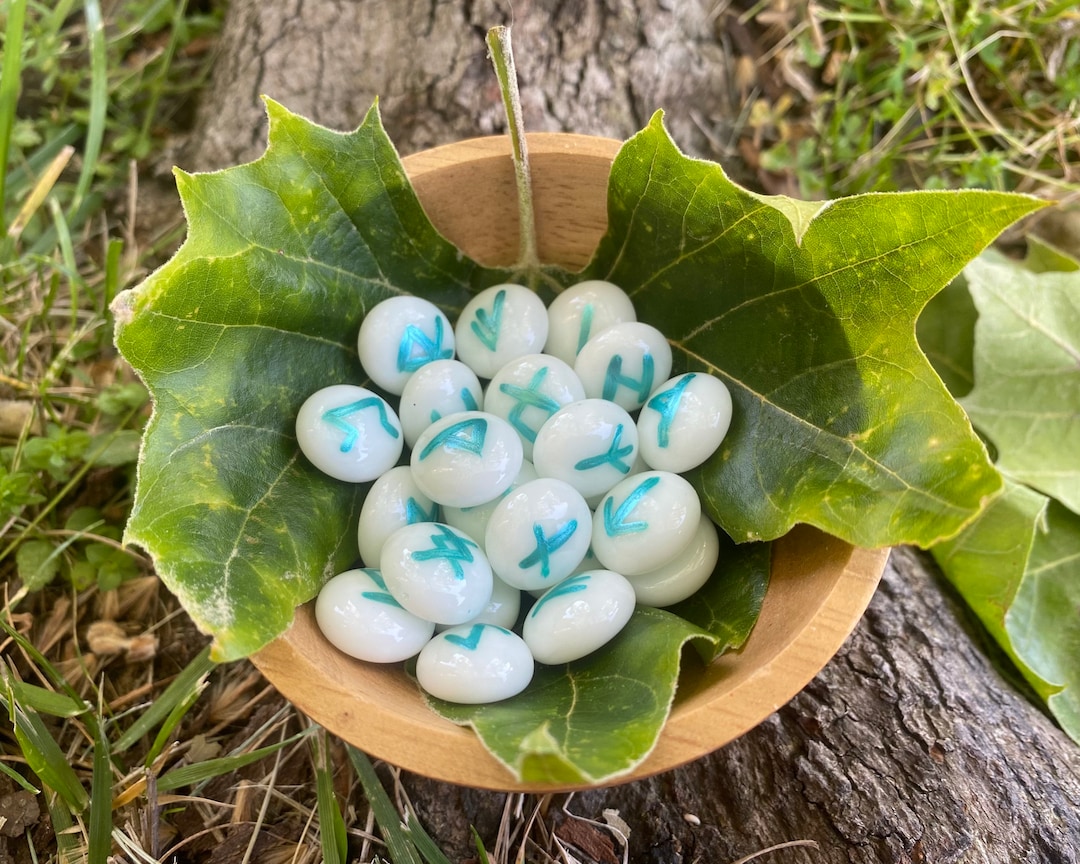 Mini White Runes Hand Painted, Runestones, Runes, Rune Set, Runed, Rune ...