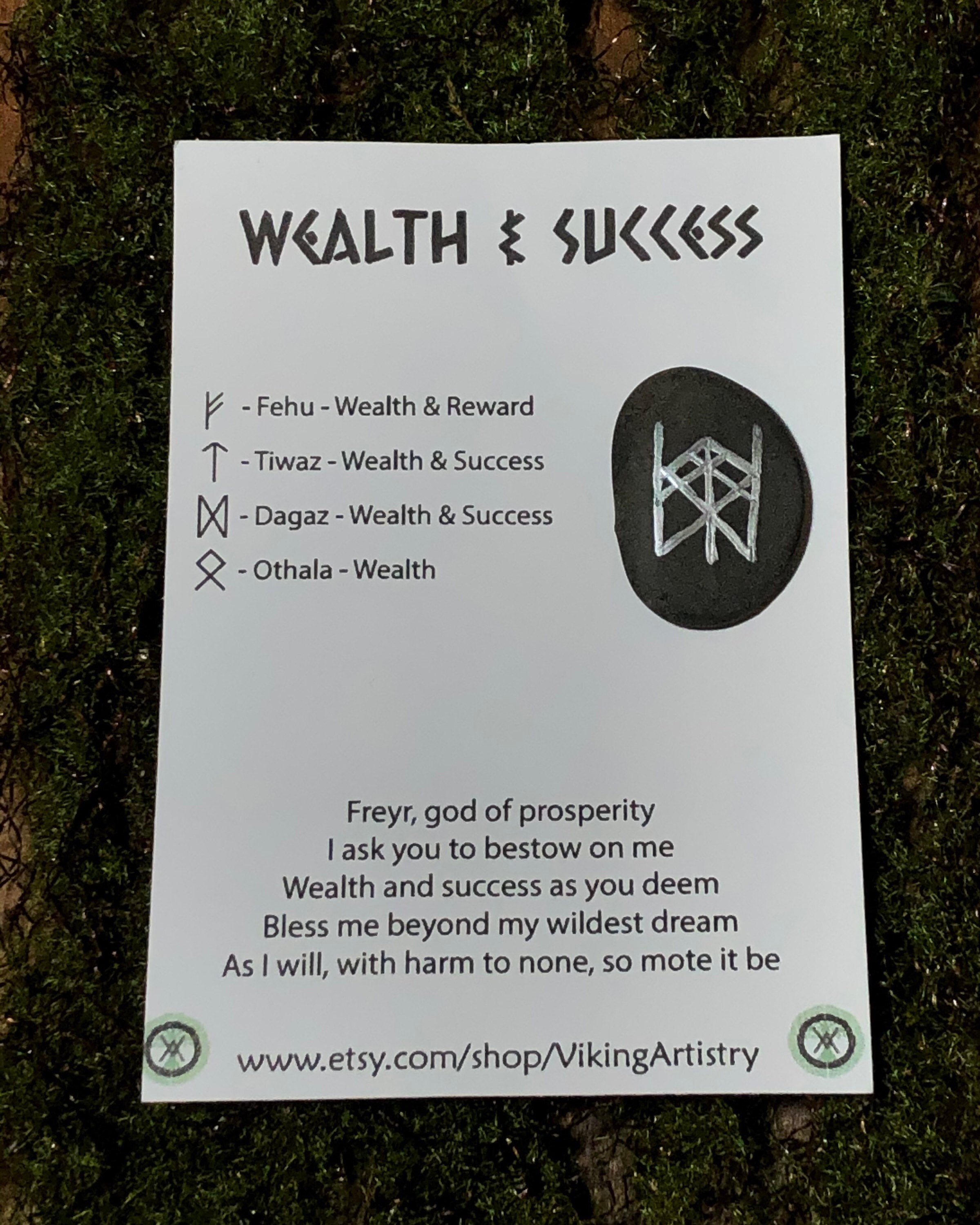 Wealth & Success Rune with Viking Prayer bind rune wealth | Etsy