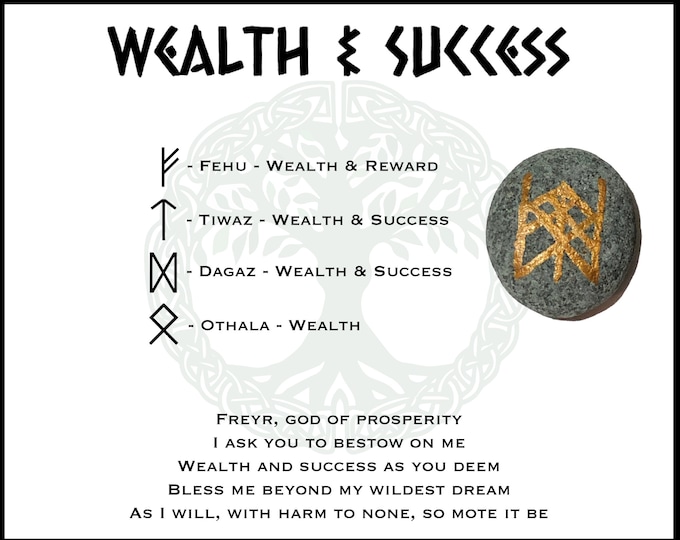 Wealth & Success Rune With Viking Prayer, Bind Rune, Wealth Spell ...
