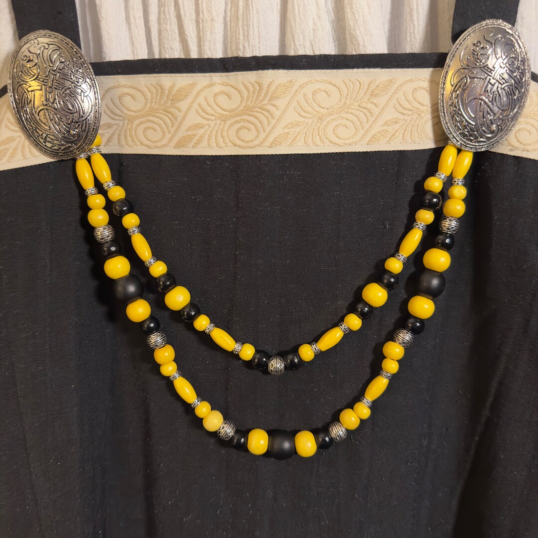 Viking Brooch Chain, Wooden Viking Jewelry, Viking Trade Beads, Wooden ...