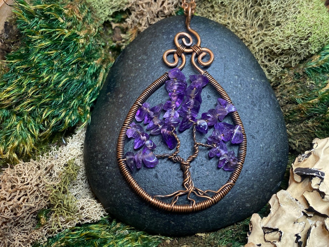 Amethyst Tree of Life Pendant, Viking Jewelry, Yggdrasil Necklace ...