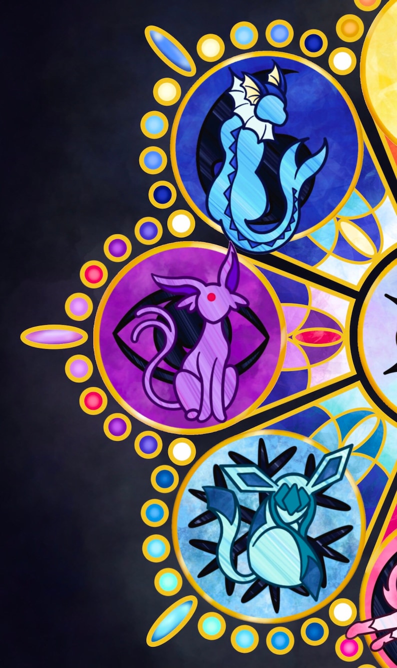 Eevee Evolution Stained Glass Print - Etsy