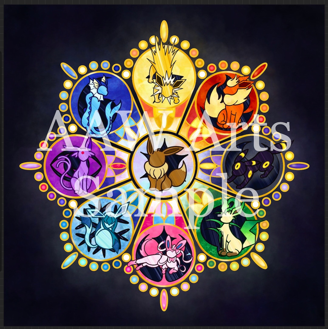 Eevee Evolution Stained Glass Print - Etsy