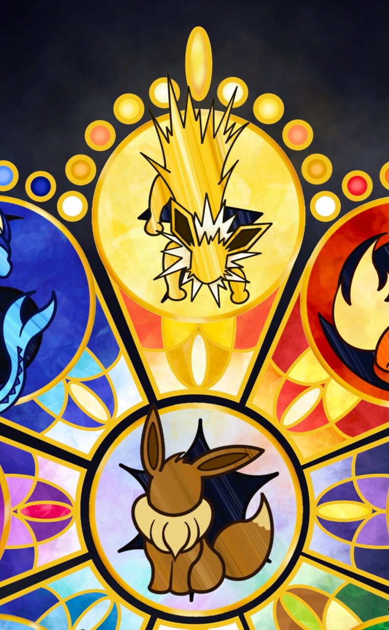Eevee Evolution Stained Glass Print - Etsy