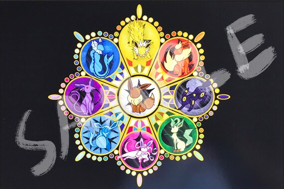 Eevee Evolution Stained Glass Print | Etsy