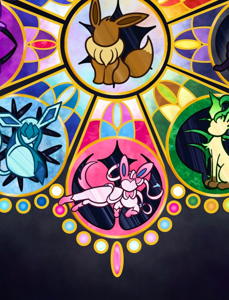 Eevee Evolution Stained Glass Print - Etsy