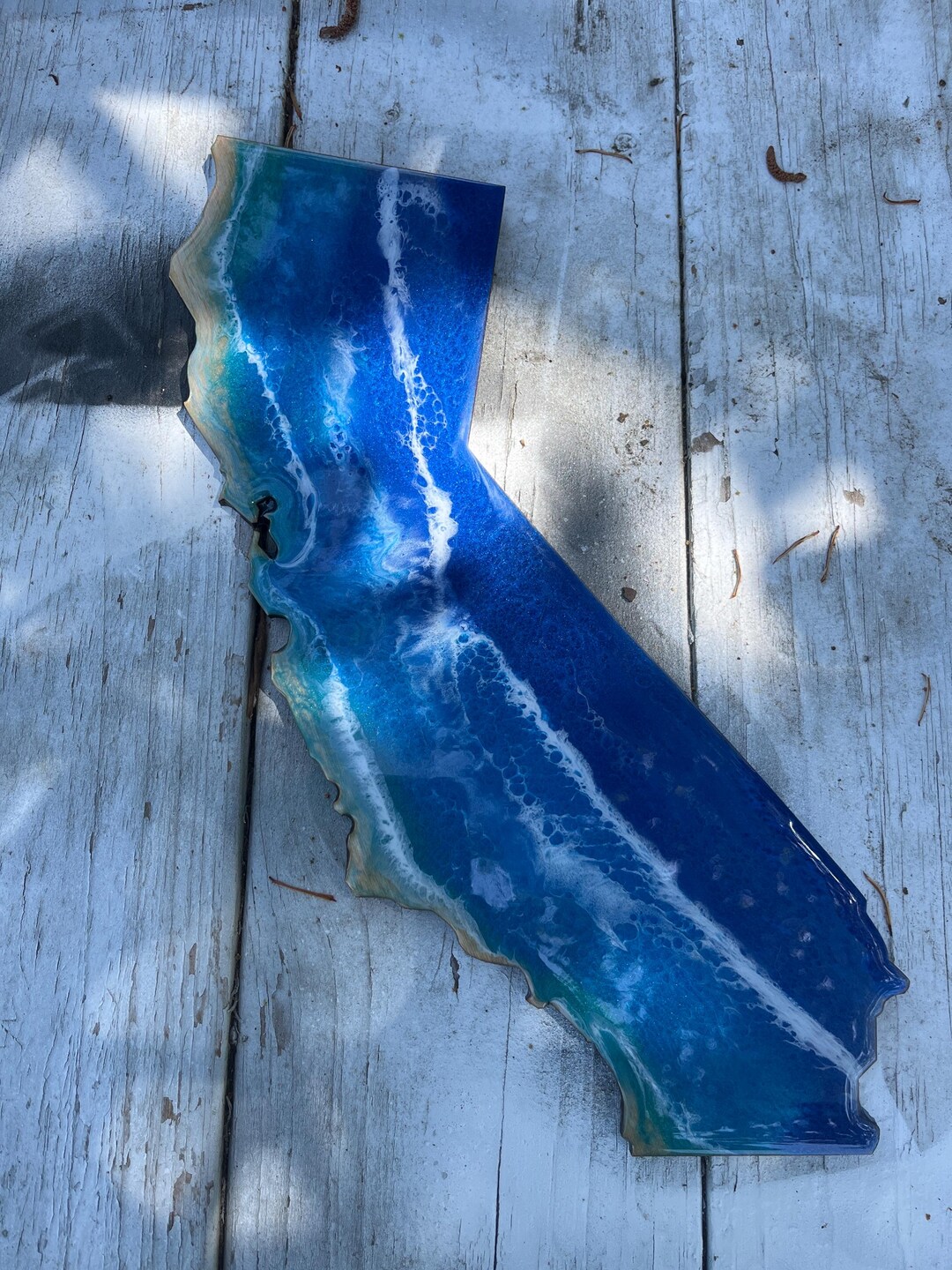 Handcrafted California Resin Ocean Art: Wood Wall Hanging - Etsy