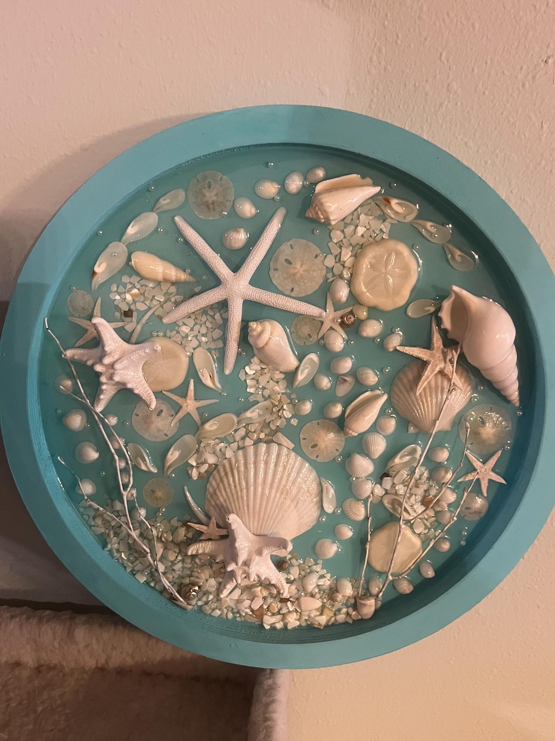 Seashell Resin Art, Beach Resin Art Wall Decor, Ocean Wall Art, Shell ...