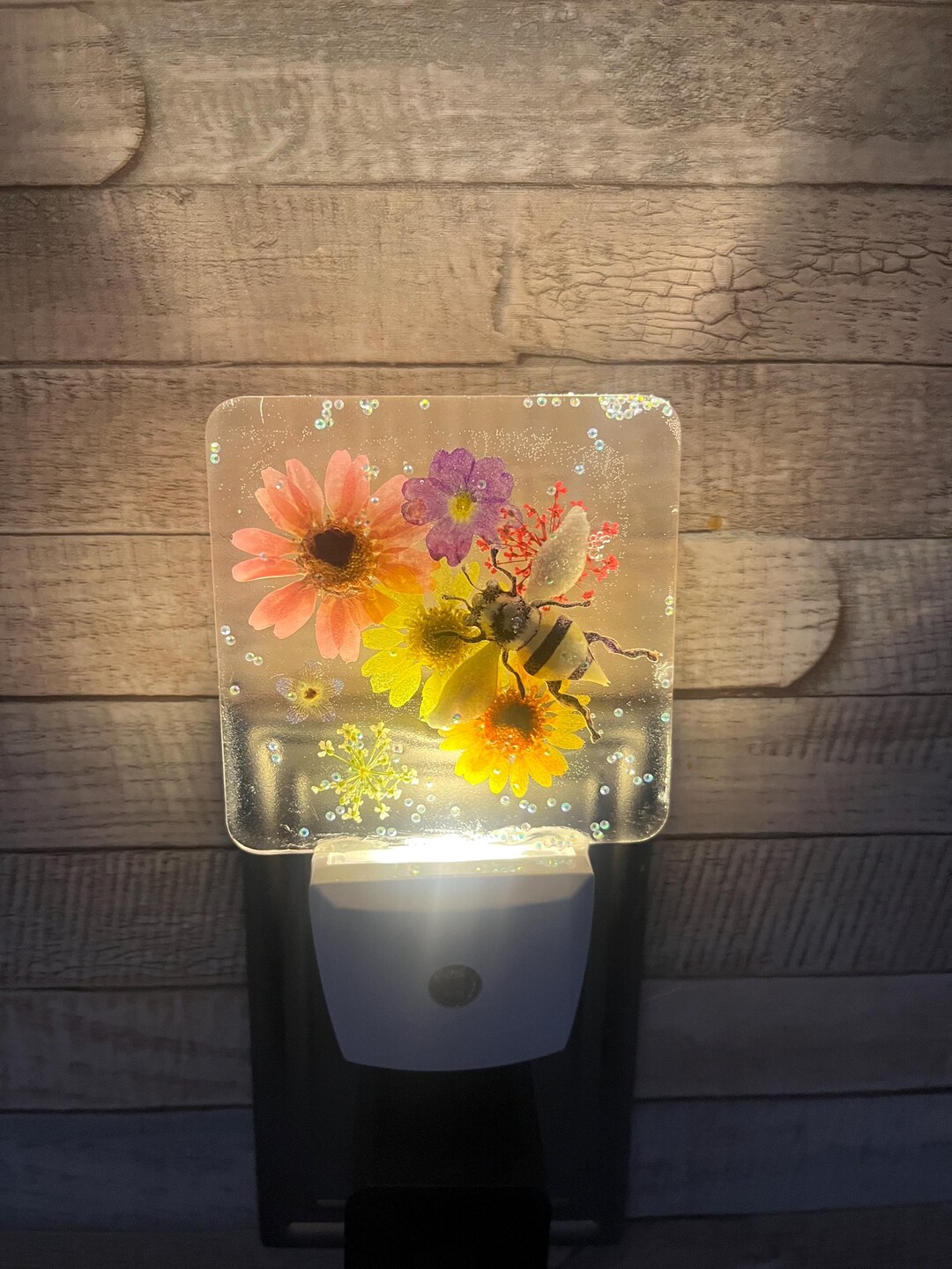 Flower Nightlight, Nightlight With Flowers, Bumblebee Light, Floral ...