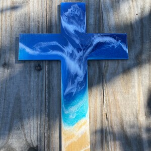 Ocean Wave Resin Cross: Beach House Decor (14x9 Inches) - Etsy