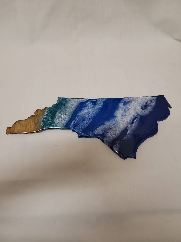 North Carolina Resin Art Beach Resin Art Wall Decor Ocean - Etsy
