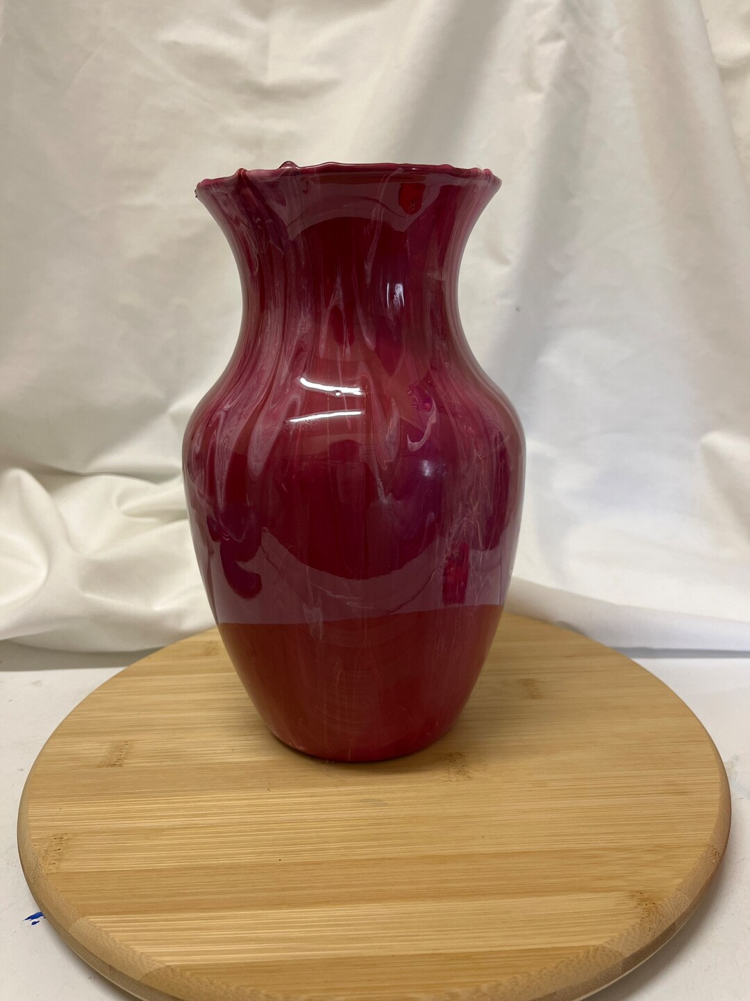 Paint Poured Vase, Red Vase, Red Paint Pour, Paint Pour, Red Flower ...