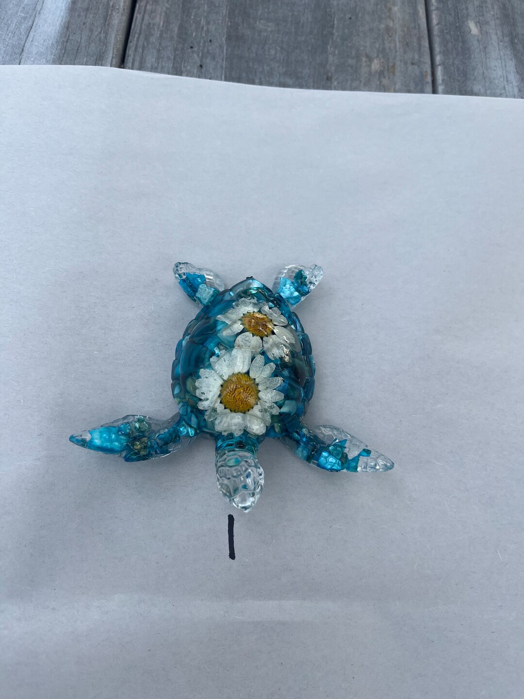Resin Sea Turtle, Resin Turtle, Flower Turtle, Handmade Turtle, Beach ...